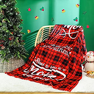 Gifts for Mom Christmas Blanket for Mom Gifts Warm Soft Mothers Birthday Gifts I Love You Presents for Mom Buffalo Plaid Black Red Throw Blanket from Daughter Son for Mothers Day, 60 x 80 Inch