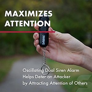 SABRE Personal Alarm With Key Ring, 120dB Alarm, Audible Up To 1,280 Feet (390 Meters), Simple Operation, Reusable, Black