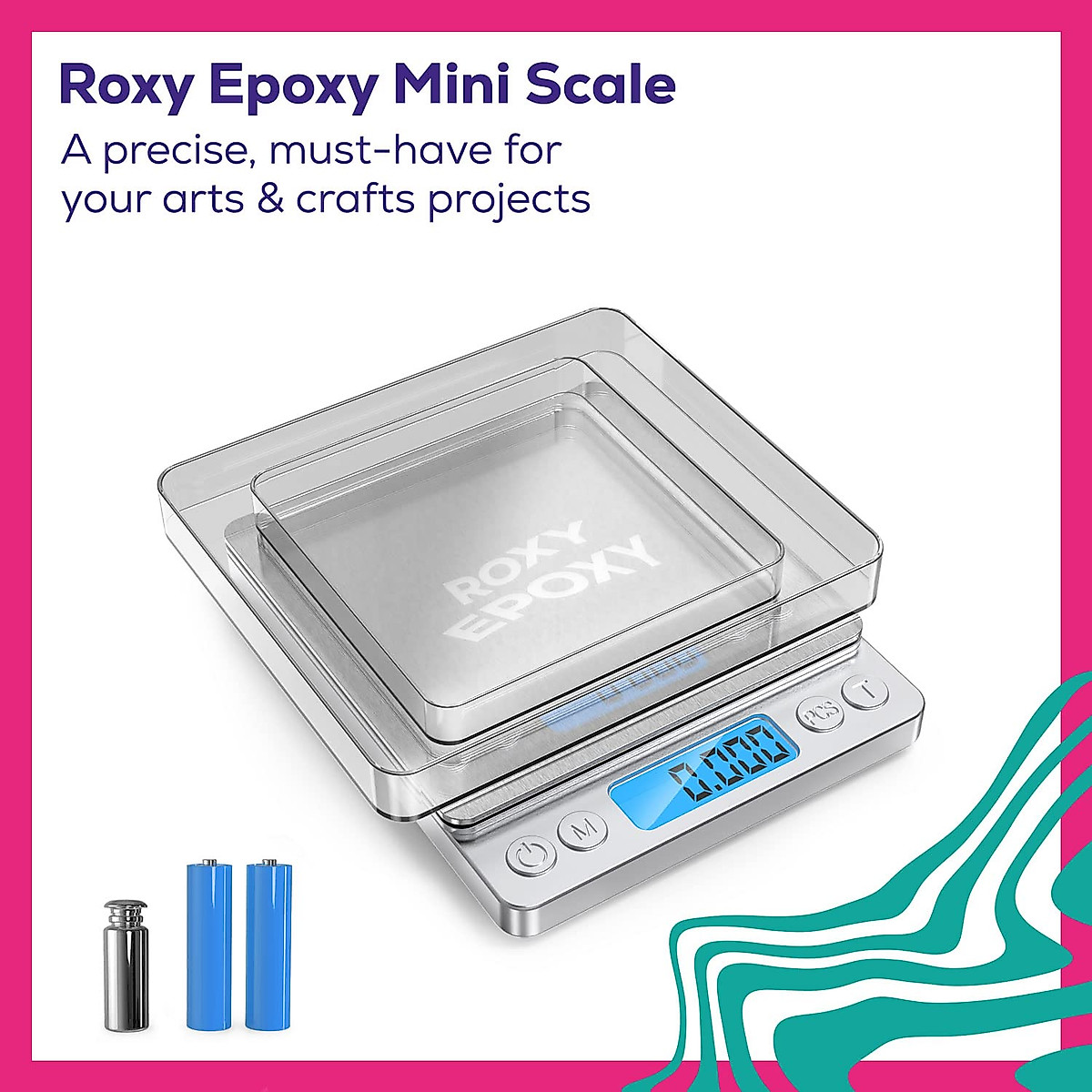 Roxy Epoxy Digital Mini Gram Weighing Scale with Backlit LCD Display - Portable Pocket Sized Electronic Measurement Device for Jewelry, Food Items, Epoxy Resin