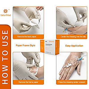 EalionMed Transparent Film Dressing, Waterproof Wound Bandage, Adhesive Patch, 2.75'' W X 2.36'' L, 100 Pack, Clear, Breathable, Comfortable, Shower Shield, Tattoo Aftercare.