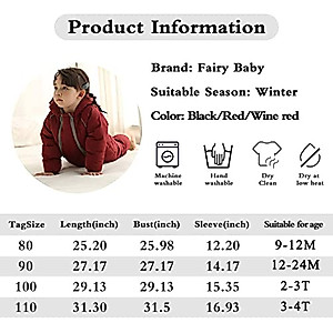 Fairy Baby Infant Baby Snowsuit Toddler One Piece Romper Hooded Jumpsuit Winter Coat Warm Outwear Kids Girls Boy 3T (WineRed)
