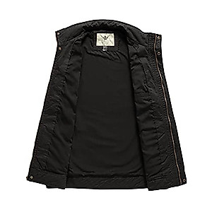 WenVen Men's Military Canvas Work Jackets and Coats (Black, Medium)