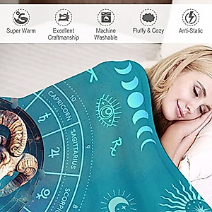 Custom Aries Blanket Gifts, 40"x30" Rectangular Flannel Zodiac Throw Blanket Cozy, Personalized Blankets Gift for Boys Girls Teen Women Men Tarot Cards Lovers Birthday Anniversary Festival