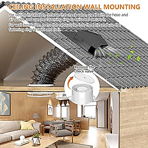 Hon&Guan Kitchen Exhaust Fan Wall Vent Fan, 141 CFM 6'' Bathroom Exhaust Fan Through Wall Exhaust Fan with Anti-Backflow Check Valve, For Ceiling and Wall Mount, Silver-With Fastening Ring.