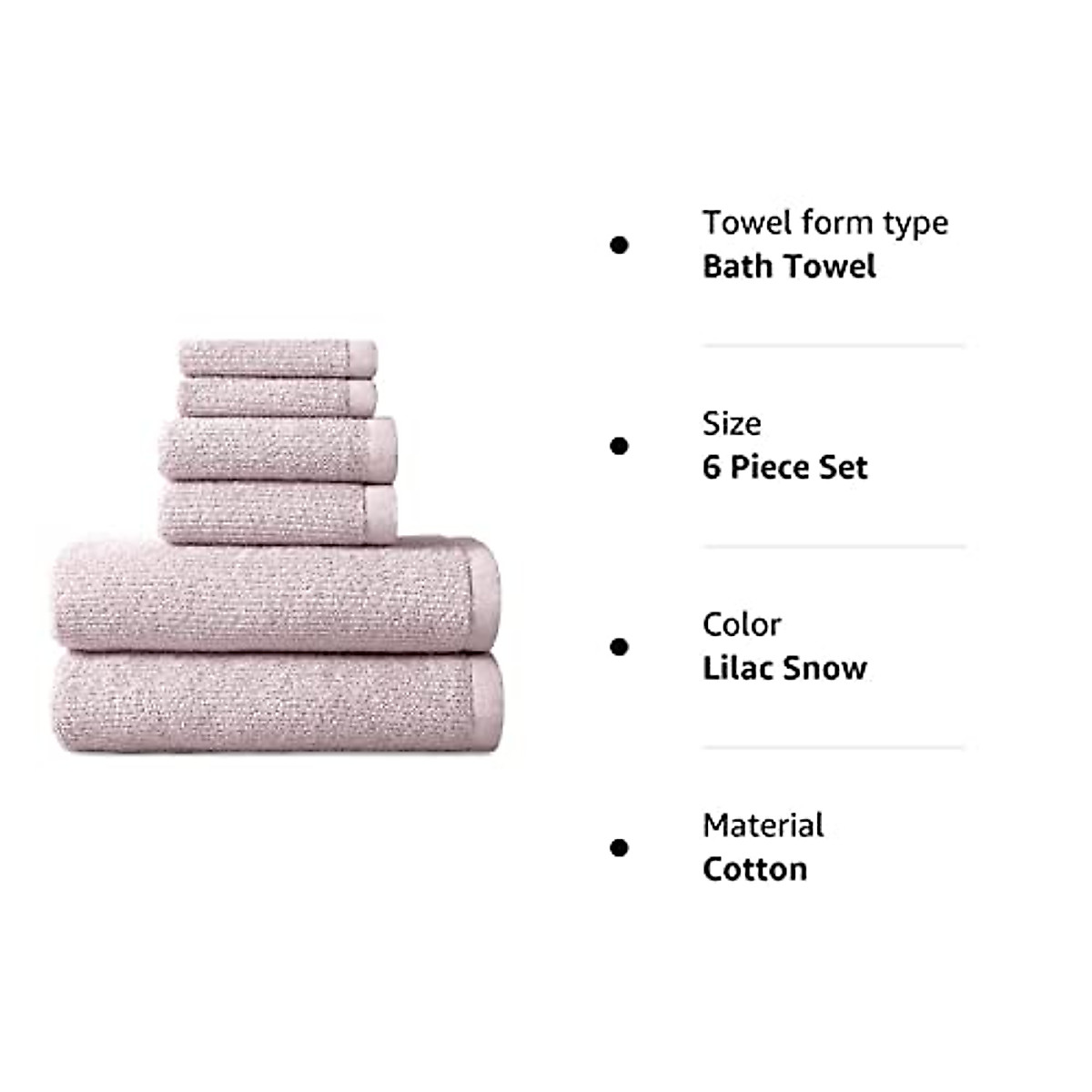 NY Loft 100% Cotton Quick Dry Towel Set | Textured Bathroom Towels | Highly Absorbent and Durable Towel Set | Greenwich Collection (6 Piece Towel Set, Lilac Snow)