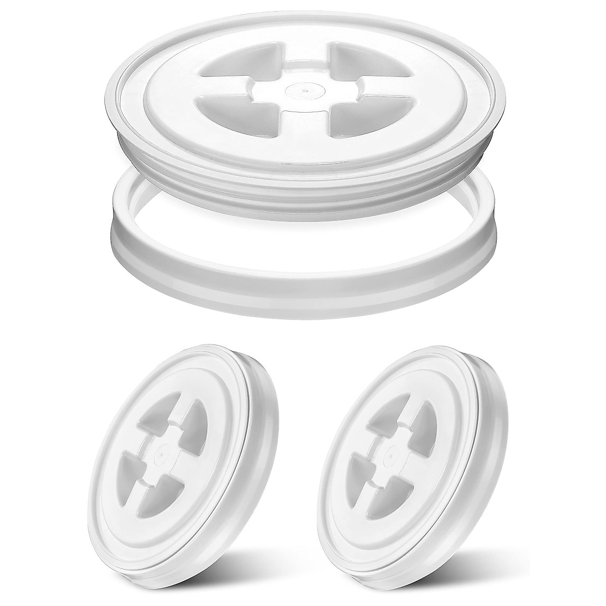 Chunful 3 Pieces 5 Gallon Screw Top Lids Bucket Seal Lid Leak Proof for Plastic Bucket Compatible with Gamma (White)