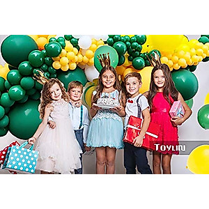 Retro Green Yellow Balloon Garland Arch Kit, Toylin 18 Inch,10 Inch, 5 Inch Green and Yellow White Balloons Green Balloons Set for Wedding Birthday Balloons Baby Shower Decorations