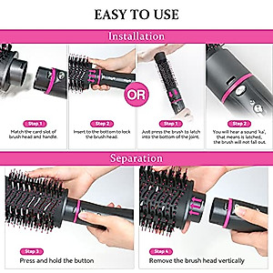 Hot Air Brush, 4 in 1 One Step Professional Hair Dryer Brush for Curling Drying Straightening Combing, [Ceramic Coating][Negative Ion] Volumizer Hair Dryer Brush