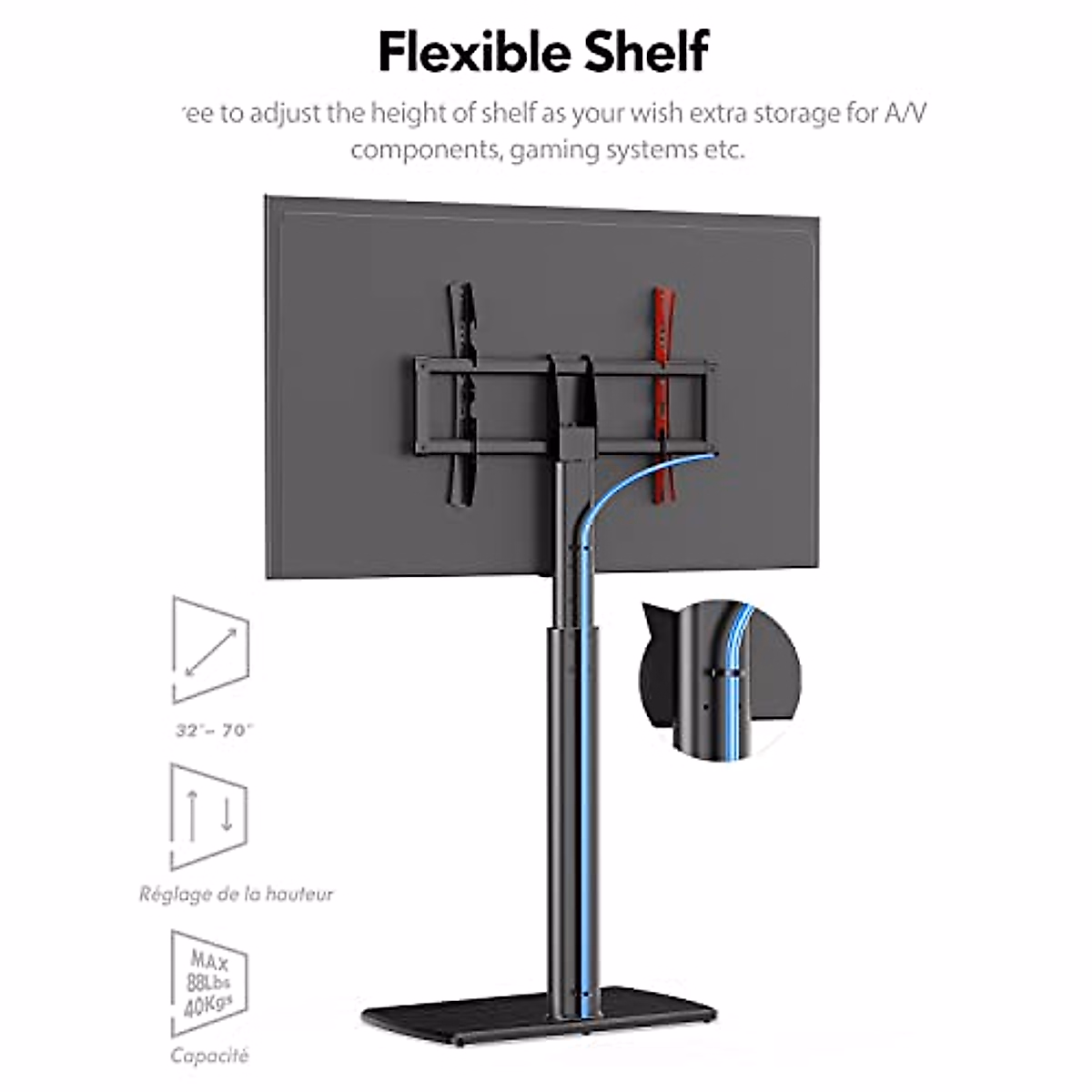 FITUEYES Swivel Floor TV Stand for 32 to 70 Inch TVs Tall Universal TV Stand Mount with Sturdy Wood Base, Space Saving for Corner Bedroom…