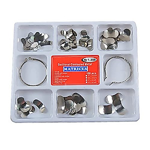 Tazrigo 100Pcs/Set Dental Sectional Contoured Matrices Matrix Ring Delta with 40Pcs Add-On Wedge