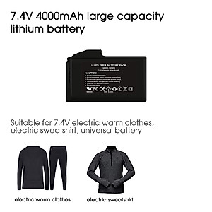 J JINPEI Replacement Battery Rechargeable Lithium Polymer Batteries for Heated Gloves Socks Jacket Clothes Li-ion Battery (4000mah/1PCS)