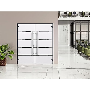 Front Exterior Prehung Metal Double Doors/Deux 1105 Gray Graphite Mirrored Glass/Entry Modern Painted Right Inswing Active Door 72" x 80"