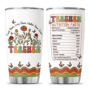 HUBUPU Tumblers Teachers Pack Coffee Women For Gift Music Cups Appreciation Stainless Steel, Teacher Gifts, Tumbler 20 Oz With Lid And Straw, Teacher Nutrition Facts