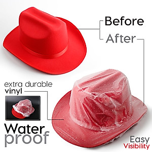 CHAPEAU TRIBE Premium Cowboy Hat Cover - Vinyl Transparent Cowboy Hat Protector from Dust & Rain (Clear Vinyl, X-Large)