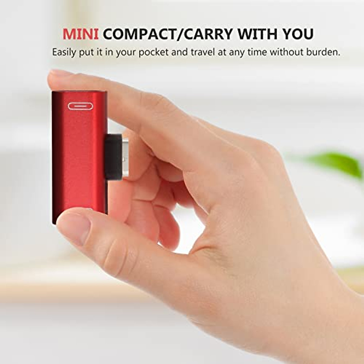 Mikikit Headphone Adapter Audio Charging Adapter Earphone Charging Splitter 2 in 1 Type C Male to Dual Female Headphone Charging Converter (1 Red Black) 2pcs