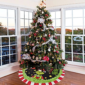 Christmas Tree Skirt 47 Inches Xmas Tree Skirt Christmas Trees Skirt Farmhouse Christmas Ornaments for Holiday Party Christmas Tree Mat Christmas Decorations Holiday Party Indoor Outdoor