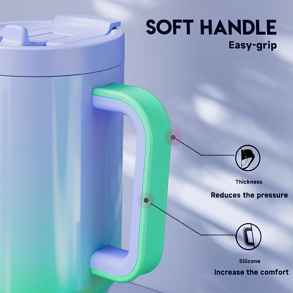 Meoky 32 oz Tumbler with Handle and Flip Straw, 100% Leakproof Tumbler with Lid and Straw, Stainless Steel Insulated Cup, Cupholder Friendly, Keeps Cold for 24 Hours (Fairyland)