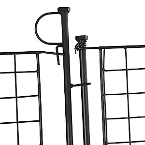 Garden Fence 4 Panels 36"x39" Animal Barrier Decorative Metal Fence with Gate for Dogs Pets Rustproof Temporary Fencing for Yard Patio Landscape Flower Bed, Black