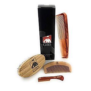 G.B.S Hair grooming Set Pack of 4 Combs Oval Beard Boar Bristle Brush, Bamboo All Fine Beard Comb, Tortoise Pocket Mustache Comb & Tortoise Men's Beard All Purpose Dressing Pairs