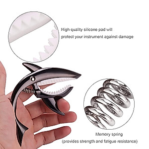 JINWEE Shark Guitar Capo Pretty Cool Capo for Electric Acoustic Classical Guitar Ukulele Zinc Alloy Spring Capo (Black)