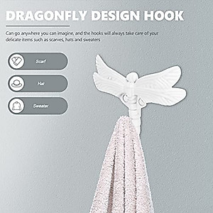 ARTIBETTER 2 Sets Dragonfly Hook Wall Art Key Holders Laundry Utility Wall Racks Dragonfly Decorative Hook Hat Rack Heavy Duty Hook Dragonfly Key Hanger Clothing White Hand Towel Wrought Iron