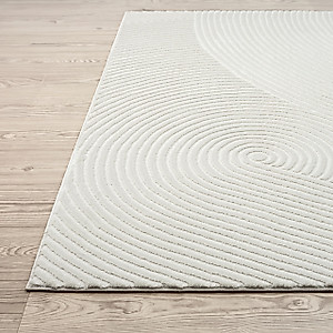 Abani Cream Area Rug for Living Room, Bedroom- Zen Reiki Pattern- 8 x 10 -Durable & Easy to Clean