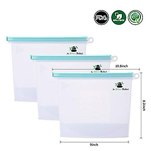 Reusable Silicone Bags Food Storage Bags 4 Pcs [4x1.5L] Leak Proof Freezer Safe Zip Lock Bags Plastic Free Food Grade Storage Bag for Marinate For Snack | Sandwich | Fruit | Meat | Cereal - White