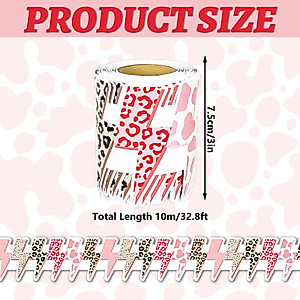 Whaline 32.8Ft Preppy Bulletin Board Border Leopard Cow Print Pink Lightning Die Cut Trim Border Roll for Classroom Chalkboard School