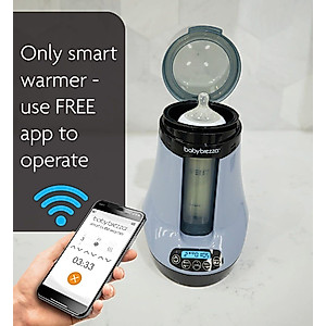 Baby Brezza Safe & Smart Electric Baby Bottle Warmer, Breastmilk Warmer + Baby Food Warmer + Defroster - Universal Warmer Fits All Feeding Bottles: Glass + Plastic – Wireless Bluetooth Control, Slate