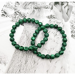 YOOESTORES82 Malachite Bracelet Set,Handmade Gemstone Beaded Stretch Bracelets for Women Men Yoga Bracelet Stone Crystal Beads Bracelets (A)