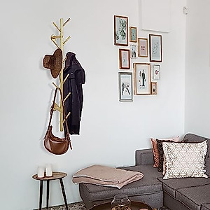 SHENGTIAN 39.37in Gold Metal Tree Branch Wall Mounted Coat Rack, Hat Tree For Wall,Purse Rack With 11 Hooks, Space Saving And Easy Installation, Suitable For Living Room, Bedroom (Gold-Y)