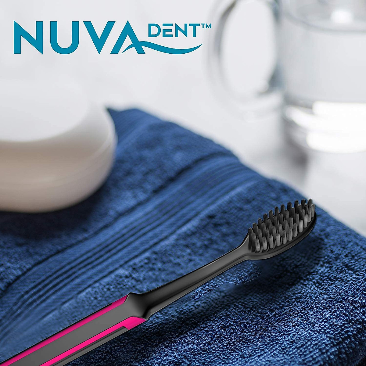 Nuva Dent Charcoal Toothbrushes Medium - Charcoal Toothbrush, Activated Charcoal Toothbrush Super Soft, Toothbrush Charcoal, Teeth Whitening Charcoal Tooth Brush - Adults & Kids - 8 pc, Medium