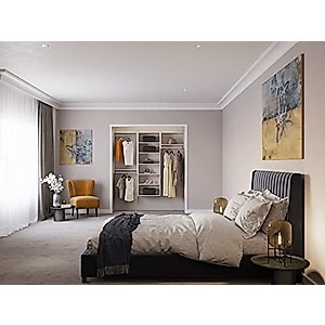 Closet Kit with Hanging Rods & Shelves - Corner Closet System - Closet Shelves - Closet Organizers and Storage Shelves (White, 96 inches Wide) Closet Shelving