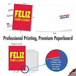 NobleWorks Assortment Pack of 3 Spanish Language Birthday Greeting Cards with Envelopes (3 Designs, 1 Each), Feliz Cumpleaños, Fiesta Time VC10236BDG-C1x3-SL