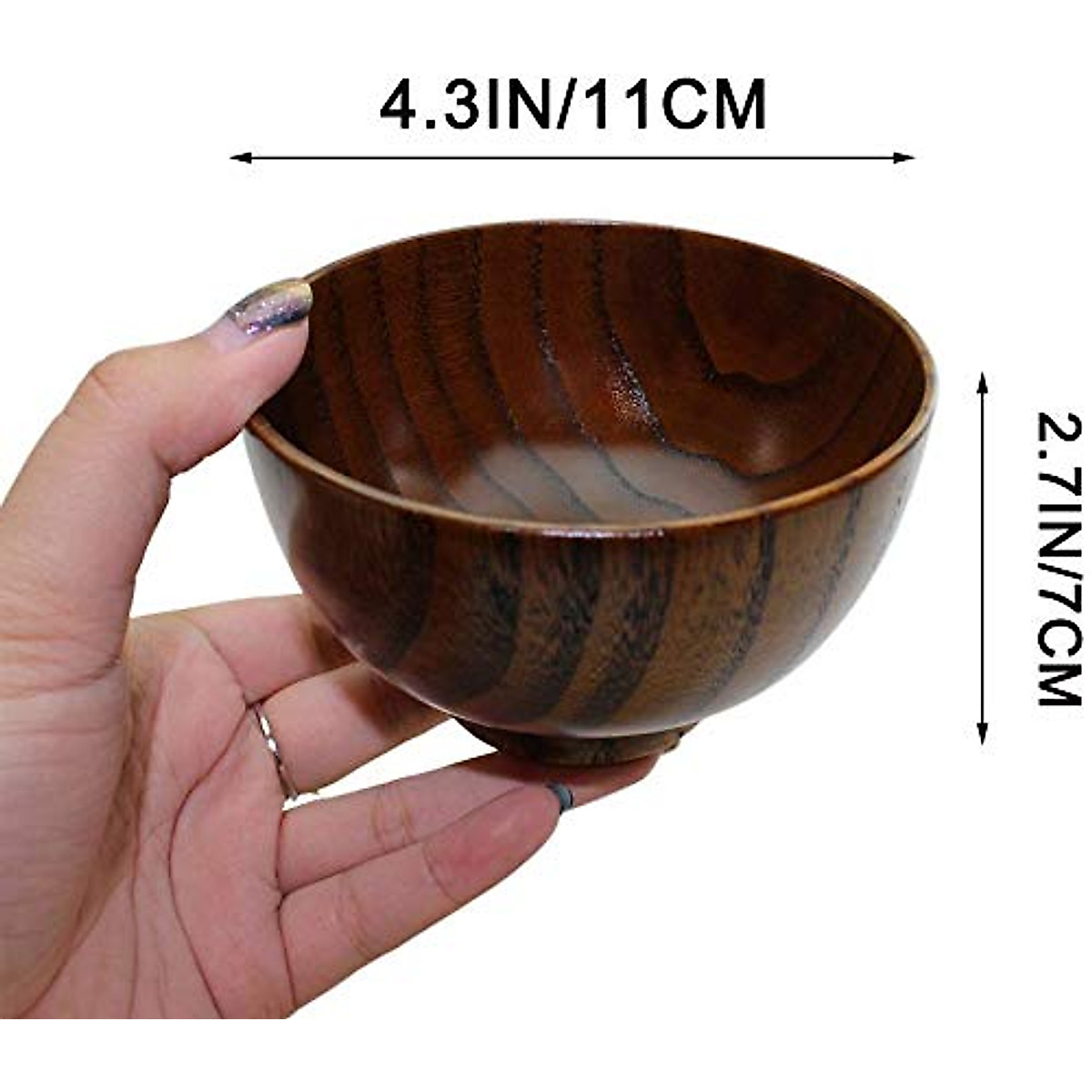 Set of 5 Japanese Style Solid Wood Bowl Children Kids Baby Serving Tableware for Salad Rice Miso Soup Fruits Decorative Display gifts