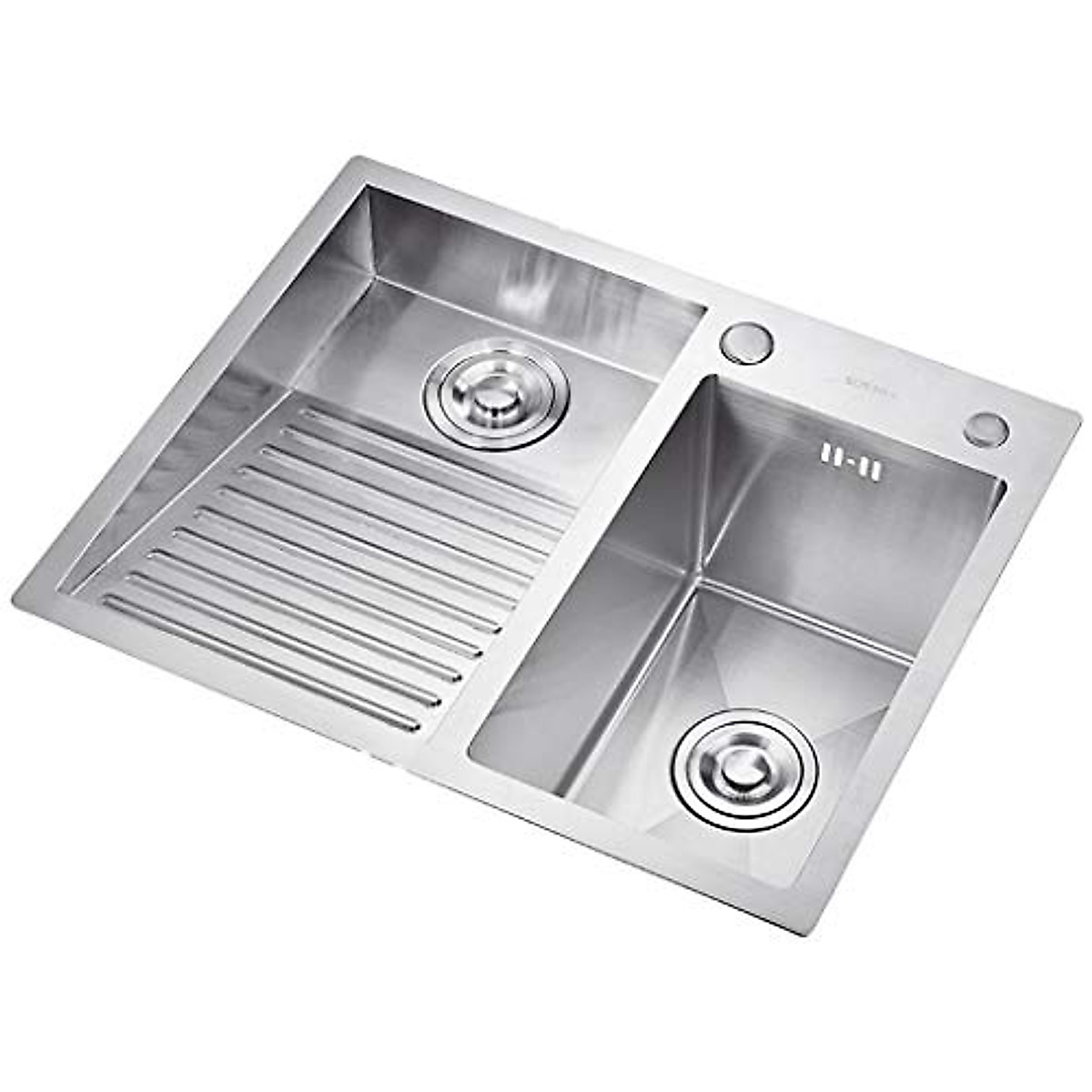Bathroom Sinks Laundry Pool Balcony Household Stainless Steel Laundry Sink Wash Basin With Washboard Easy To Clean Double Sink Laundry Pool Gift ( Color : A , Size : 60*48*22cm )