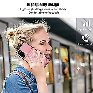 Phone Case for Samsung Galaxy S20 FE 5G 6.5 inch Wallet Cover with Screen Protector and Mirror Card Holder Crossbody Strap Cell S 20 EF UW S20FE5G S20FE 20S S2O Fan Edition 4G G5 Women Girls Rose gold