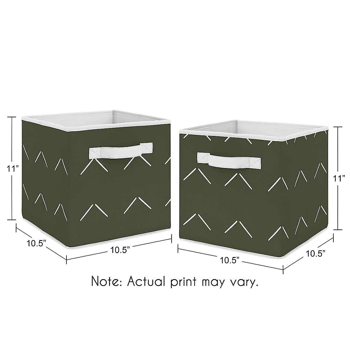 Sweet Jojo Designs Hunter Green Boho Arrow Foldable Fabric Storage Cube Bins Boxes Organizer Toys Kids Baby Childrens Set of 2 White Bohemian Woodland Tribal Southwest Chevron Geometric Herringbone