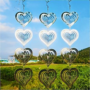 DJUAN Heart Bird Scare Discs Set-Highly Reflective Double-Sided Bird Reflectors,Extra Sparkly Metal Wind Spinner Outdoor Garden Decor, Bird Devices Deterrent to Scare Birds Away from Yard Patio Farm