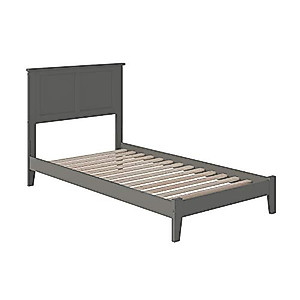 Atlantic Furniture AR8611009 Madison Platform Bed with Open Foot Board, Twin XL, Grey