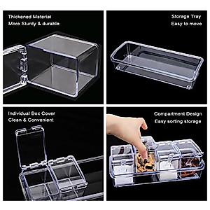 SHAIDOJIO Clear Seasoning Box, 4 Piece Seasoning Rack Spice Pots, Plastic Storage Container Condiment Jars with Lids and Spoon, Kitchen Organization Containers for Spice, Salt, Sugar, Cruet