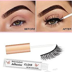 CMNRO Lash Glue Eyelash Glue Waterproof Eyelash Glue for False Lashes Super Strong Hold Eyelash Adhesive Latex-Free Suitable for Sensitive Eyes 0.176oz Clear2