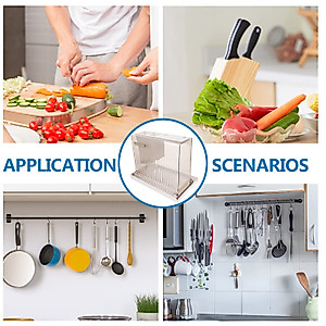 Cabilock Transparent holder kitchen utensil cutting board organizer holder for kitchen drawer kitchen tool holder flatware plastic tray block the pet white household