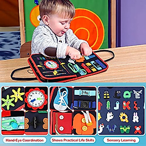 Busy Board for Toddlers,Montessori Toys Developing Sensory Activity Book Preschool Learning Activities Early Educational Toy Travel Busy Binder for 1 2 3 4 Year Old Kids Birthday Gift for Boys Girls