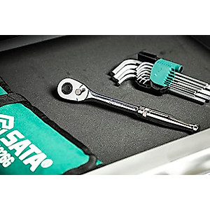 SATA 3/8-Inch Drive Quick-Release 72-Tooth Ratchet with an Teardrop Head, Full-Polished Chrome Finish - ST12971U