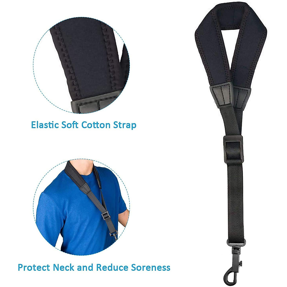 Foldable Saxophone Stand, Alto/Tenor Sax Stand Metal Triangle Base Cotton Strap