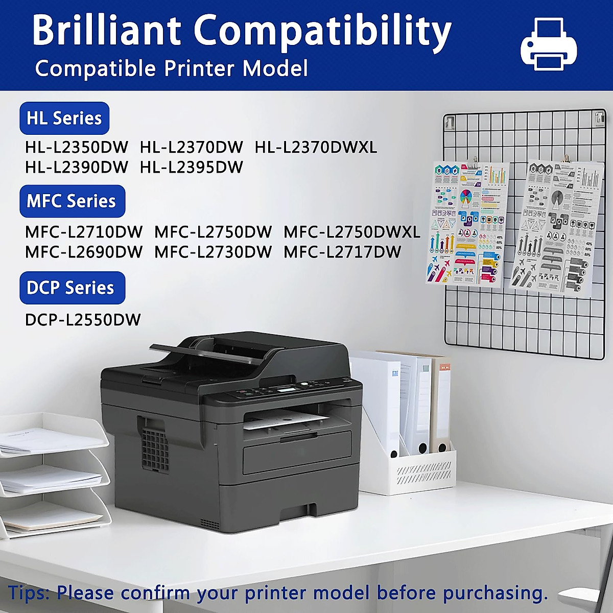 TN760 Compatible TN-760 Black High Yield Toner Cartridge Replacement for Brother TN-760 DCP-L2550DW MFC-L2710DW HL-L2350DW HL-L2370DW HL-L2390DW Toner.(2 Pack)