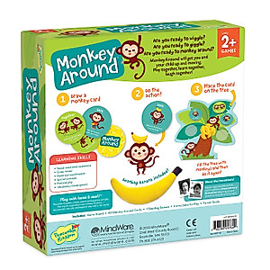 Peaceable Kingdom Monkey Around Toddler Game & Wiggle, Giggle, Monkey Around! Board Book Set – Encourage Movement, Gross Motor Skills and Interactive Play