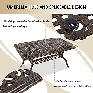 Grepatio 7 Piece Patio Dining Set Outdoor Dining Set Cast Aluminum Furniture Set with 6 Dining Swivel Chairs with 6 Cushions and Dining Table for Backyard Garden Deck Poolside (Khaki)