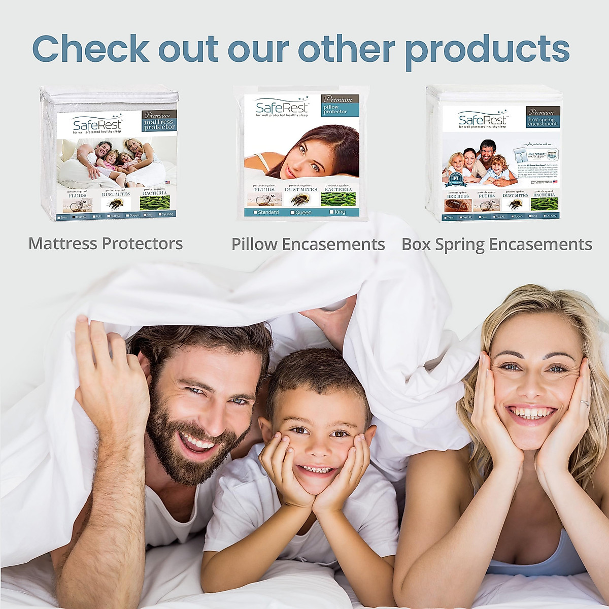 SafeRest Zippered Mattress Protector - Premium 9-12 Inch Waterproof Mattress Cover for Bed - Breathable & Noiseless Washable Mattress Encasement - Queen